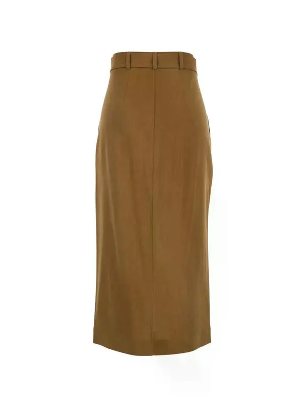 TELA Belted Midi Skirt - Brown
