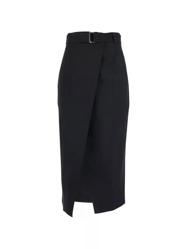 TELA Belted Wrap Midi Skirt - Black
