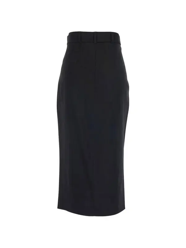 TELA Belted Wrap Midi Skirt - Black