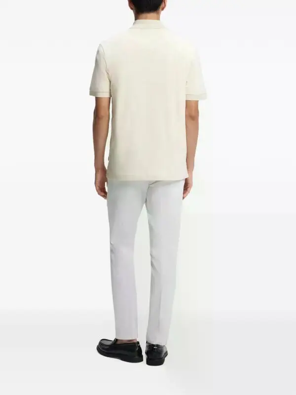 BOSS Monogram-placket Polo Shirt In A Cotton Blend