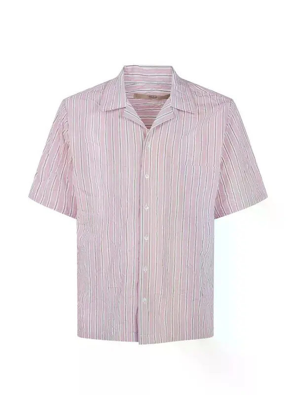 NUUR Striped-pattern Chest-pocket Shirt - Pink