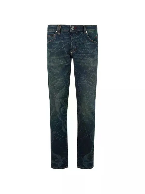 Philipp Plein Printed Straight-leg Jeans - Blue