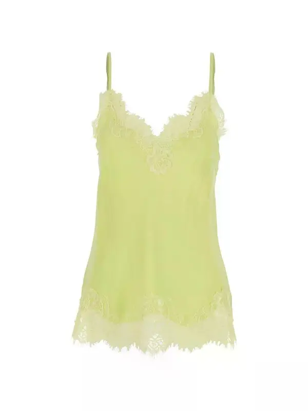 Gold Hawk Lace-trim Sleeveless Top - Yellow
