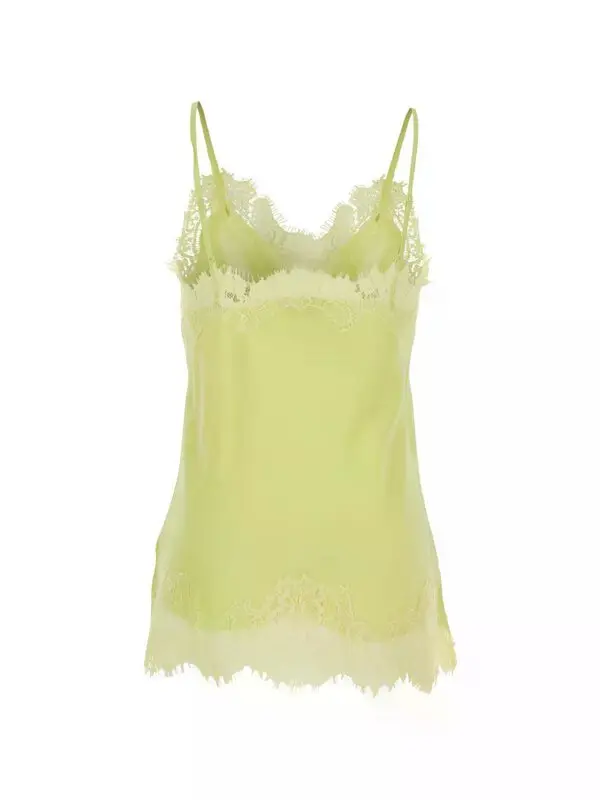 Gold Hawk Lace-trimmed Sleeveless Top - Yellow