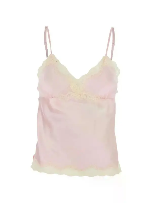 Gold Hawk Lace V-neck Sleeveless Top - Pink