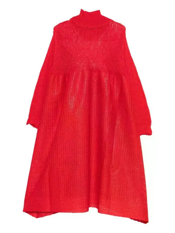 Issey Miyake High-neck Midi Dress - Red