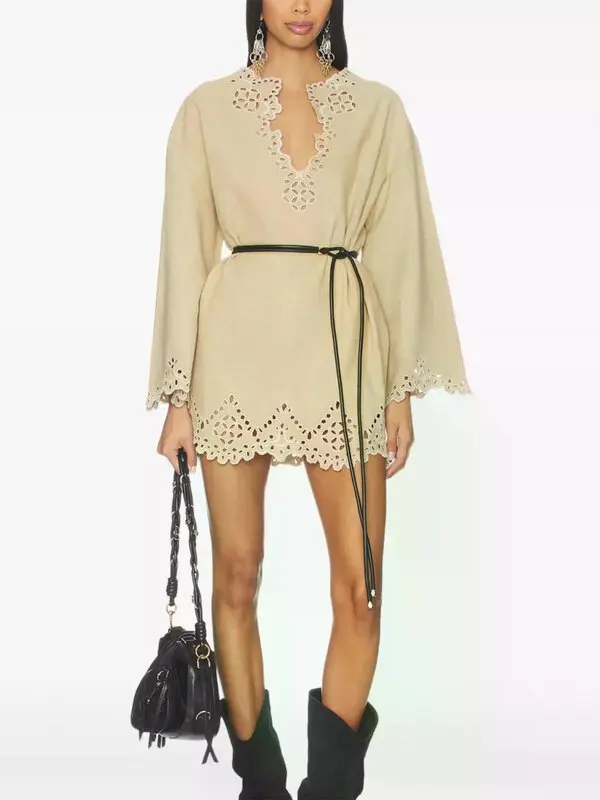Isabel Marant Étoile Sherazade Laser-cut Mini Dress - Neutrals
