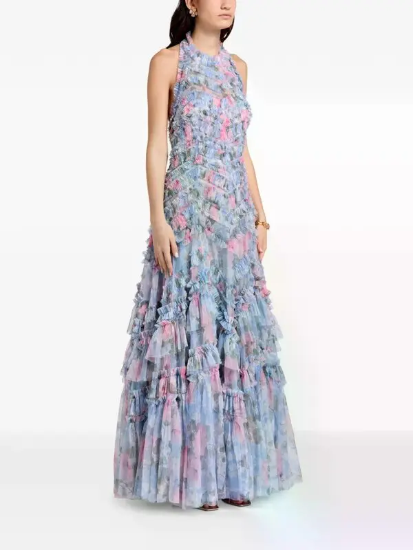 NEEDLE & THREAD Ruffled Floral-print Maxi Dress