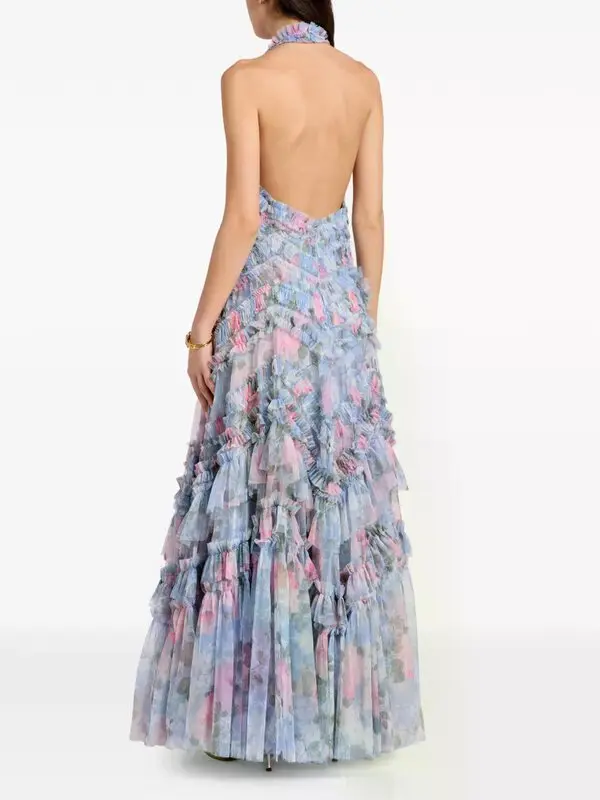NEEDLE & THREAD Ruffled Floral-print Maxi Dress