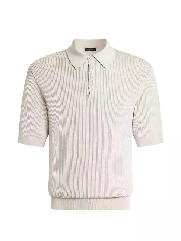 Dolce & Gabbana Micro-rib Cotton Polo Shirt - Neutrals