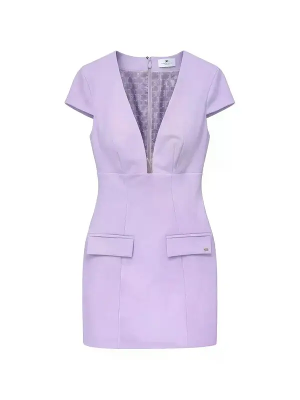 Elisabetta Franchi V-neck Flap-pocket Mini Dress - Purple