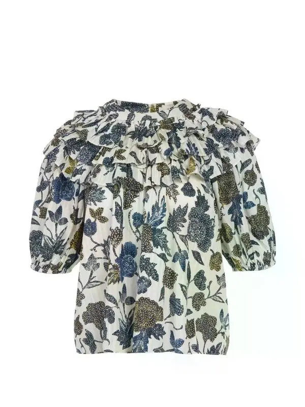 Ulla Johnson Ruffled Floral Blouse - White