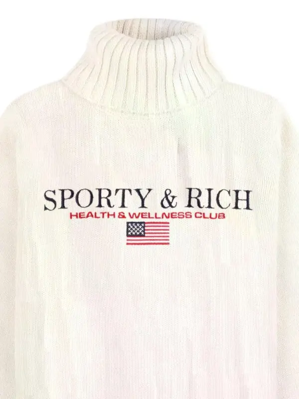 Sporty & Rich Roll Neck Flag Jumper - Neutrals