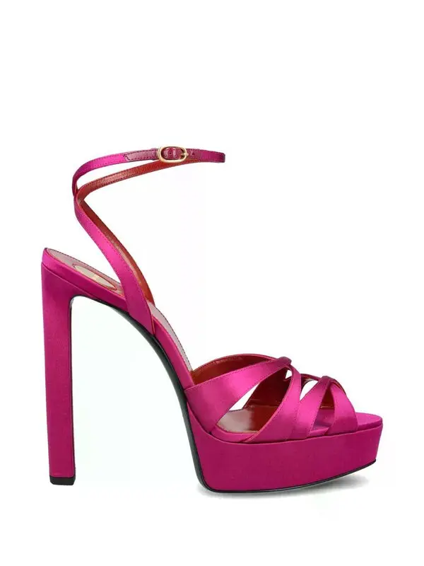 Saint Laurent Criss-cross Platform Sandals - Pink