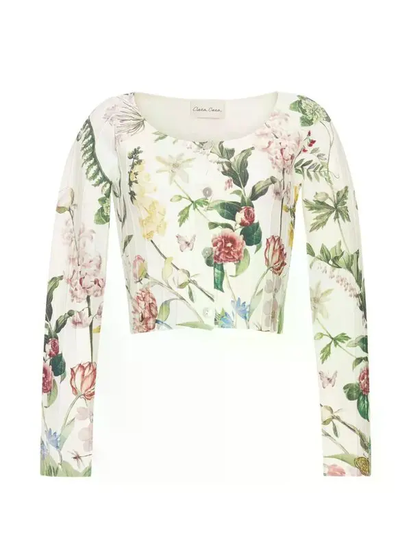 Cara Cara Floral-pattern Cardigan - White