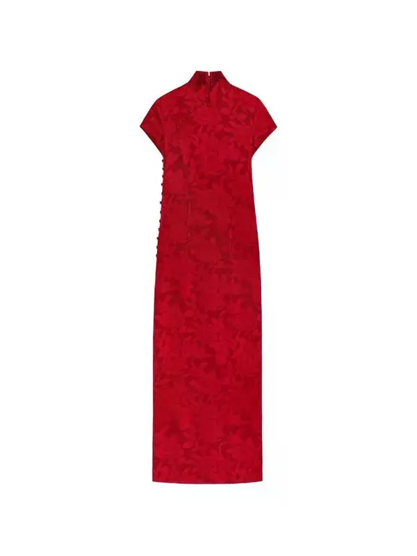 Shanghai Tang Floral Print Dress - Red
