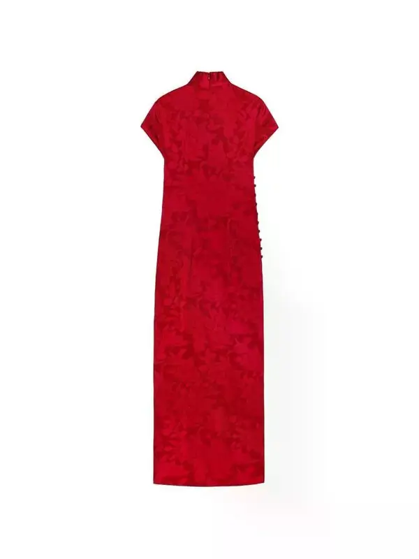 Shanghai Tang Floral Print Dress - Red