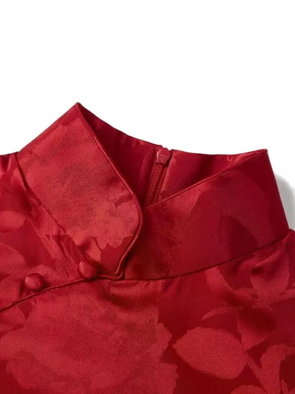 Shanghai Tang Floral Print Dress - Red