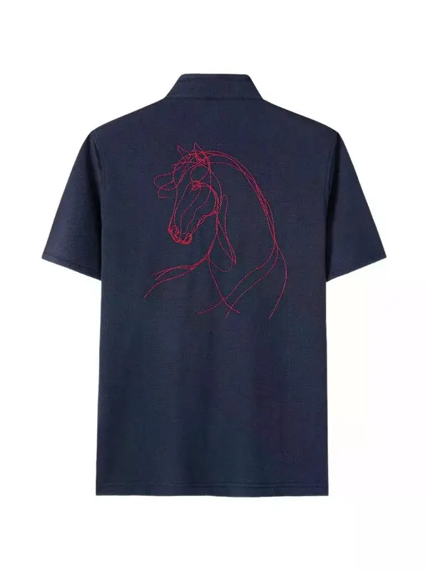 Shanghai Tang Horse-embroidery Polo Top