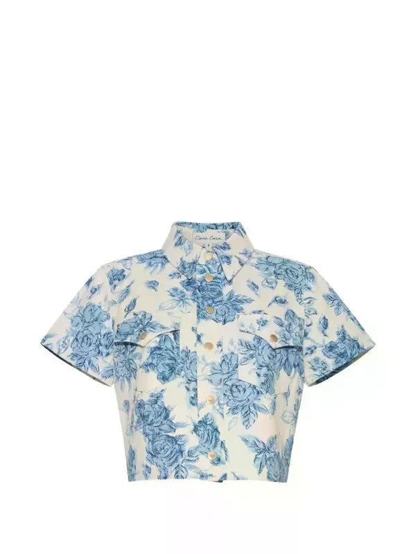 Cara Cara Paro Floral-pattern Cropped Shirt - Neutrals