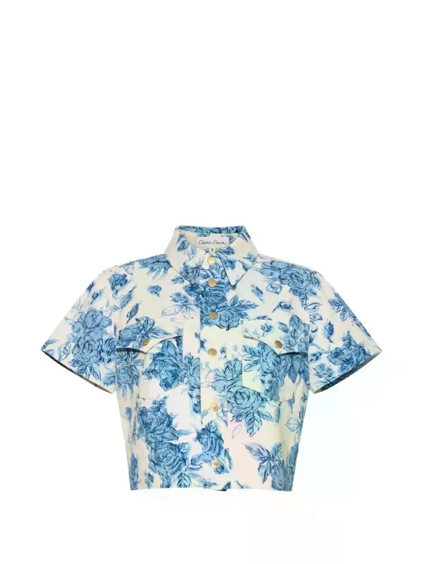 Cara Cara Floral Cropped Shirt - Neutrals