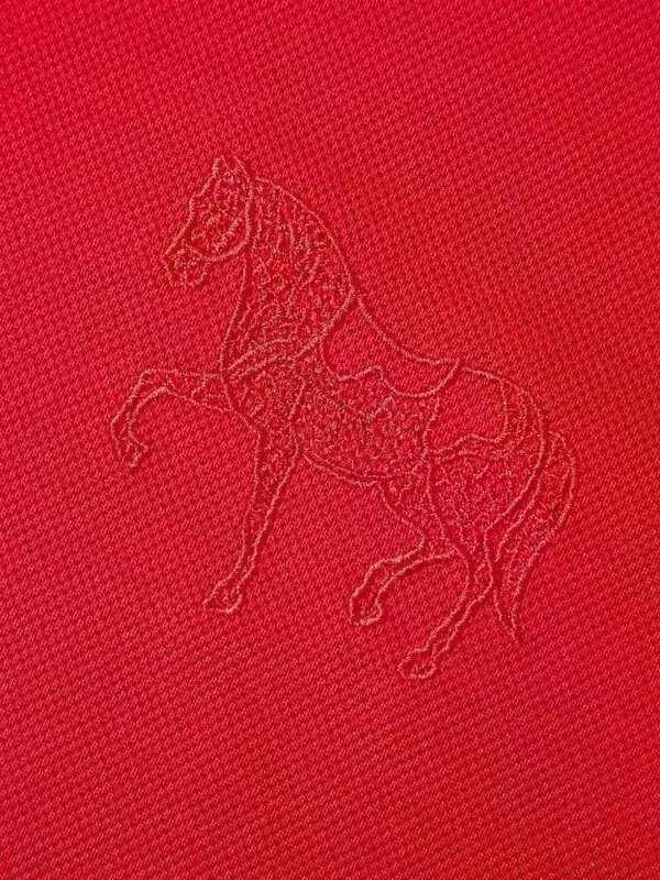 Shanghai Tang Horse-embroidery Polo Top - Red