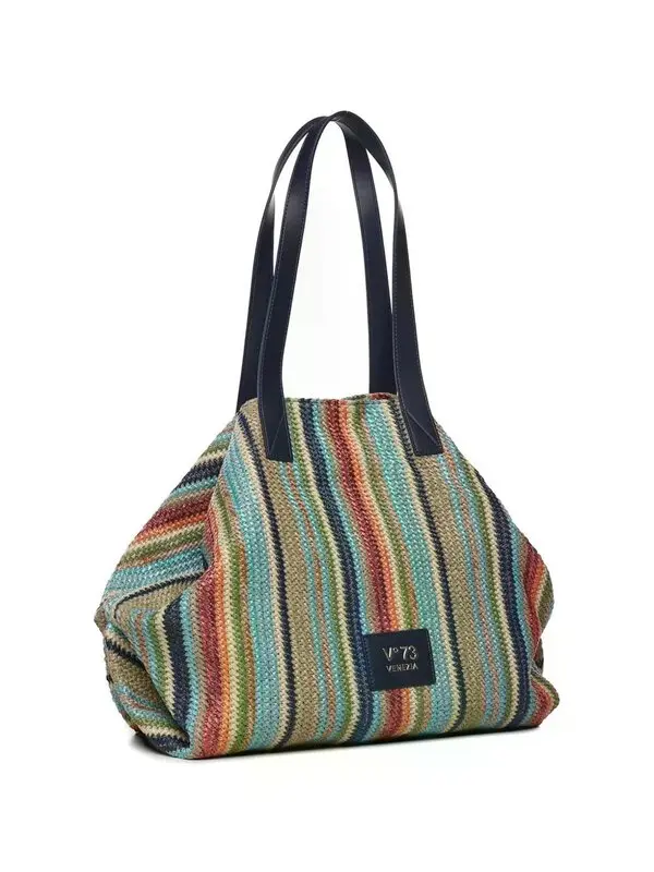 V°73 Striped Top-handle Shoulder Bag