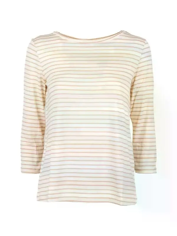 Marella Striped Three-quarter-sleeve T-shirt - Neutrals