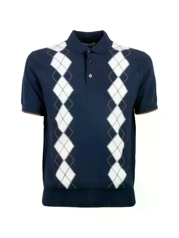 PAOLO PECORA Argyle-pattern Short-sleeves Polo Shirt