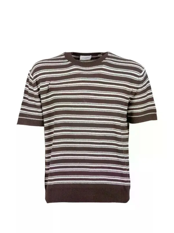PAOLO PECORA Striped T-shirt - Brown