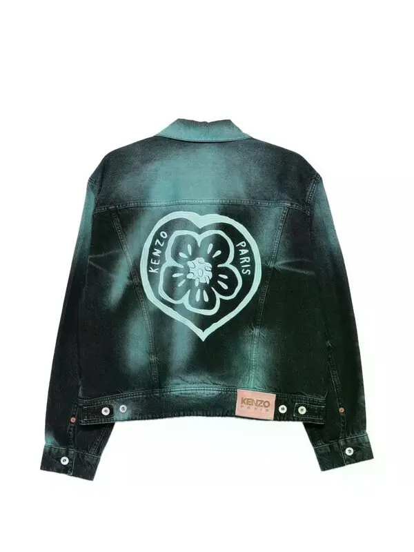 Kenzo Stained-effect Denim Jacket - Green