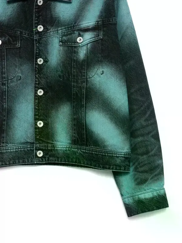 Kenzo Stained-effect Denim Jacket - Green