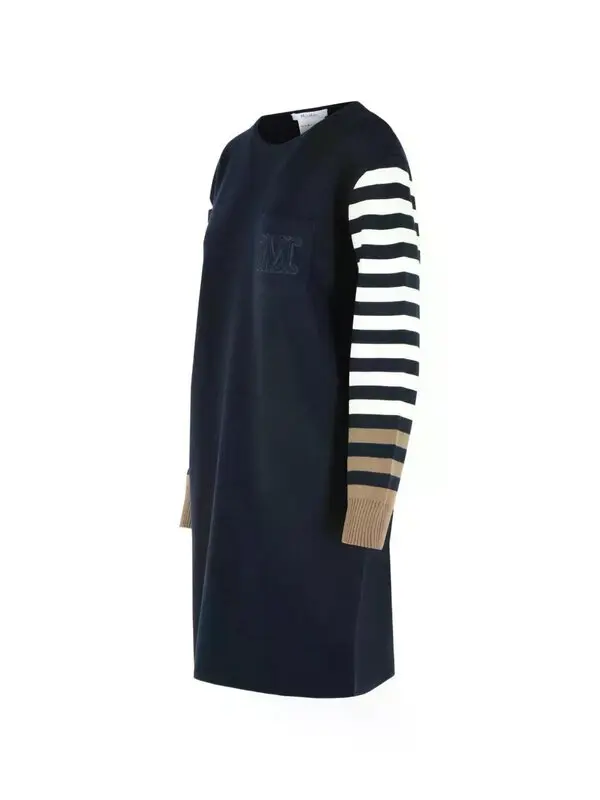 Max Mara Striped-sleeves Pocket Wool Sweater Dress