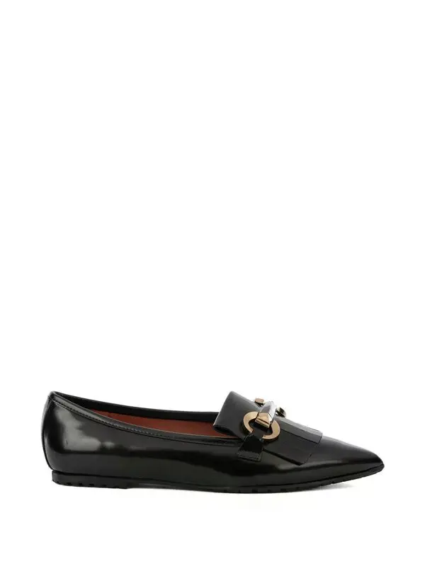 Status Fringe-clamp Leather Ballet Flats - Black