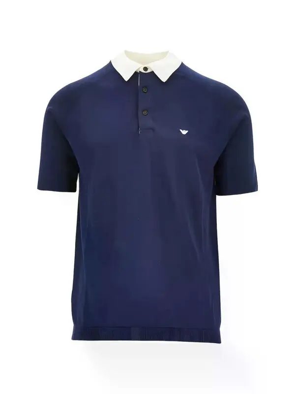 Emporio Armani Contrast-collar Polo Shirt - Blue