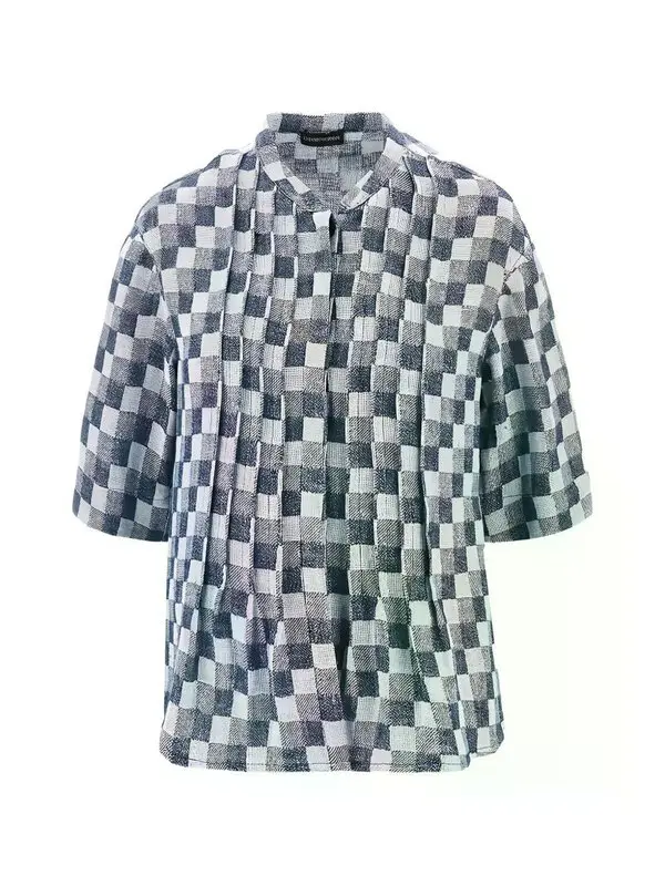 Emporio Armani Check-pattern Jacquard Shirt - Blue