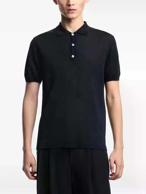 Emporio Armani Plain-knit Polo Shirt
