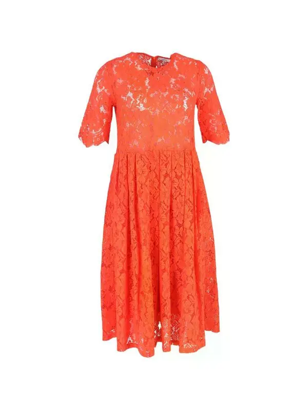 GANNI Lace Detailed Midi Dress - Red