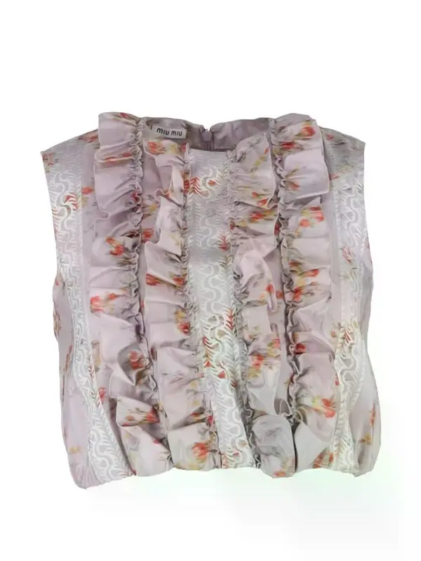 Miu Miu 2015 Printed Ruffled Blouse