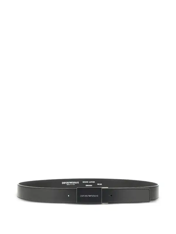 Emporio Armani Rectangular-buckle Leather Belt - Black