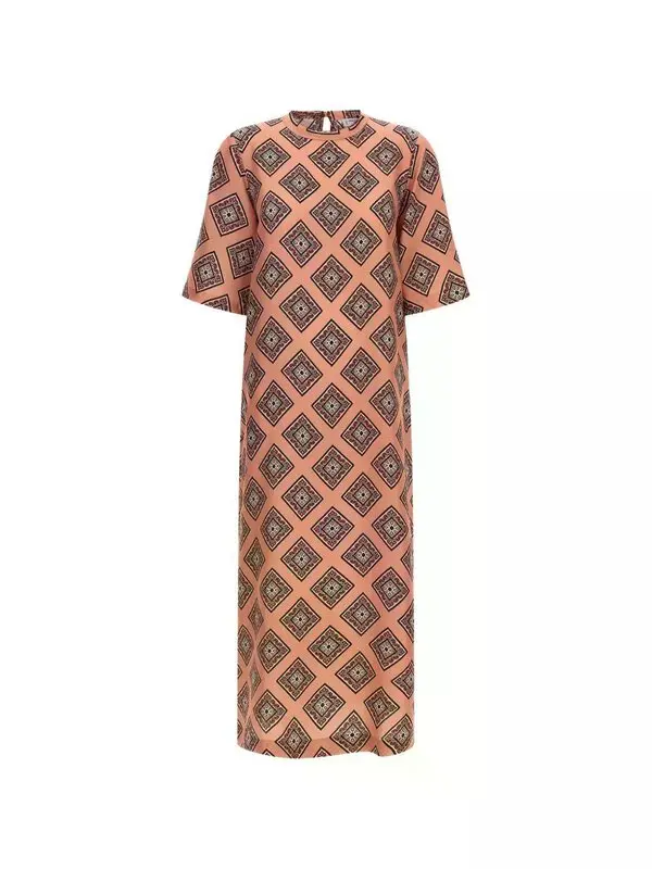 Alberto Biani Tie Print Long Dress - Pink