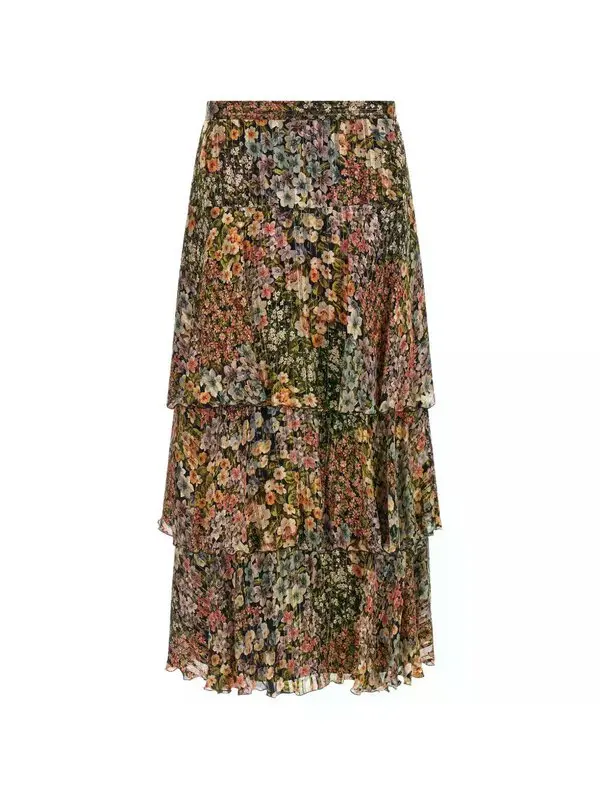 Valentino Garavani Ruffled Floral-print Skirt - Black