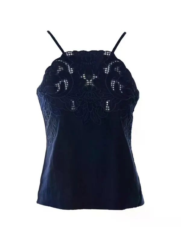 TWINSET Embroidered Halter Top - Blue