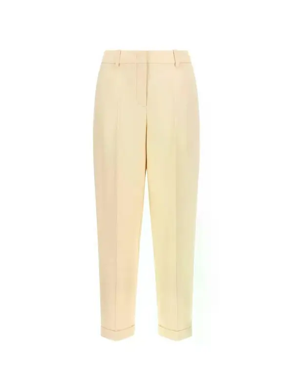 Fendi Embroidered-logo Pleated Trousers - Neutrals