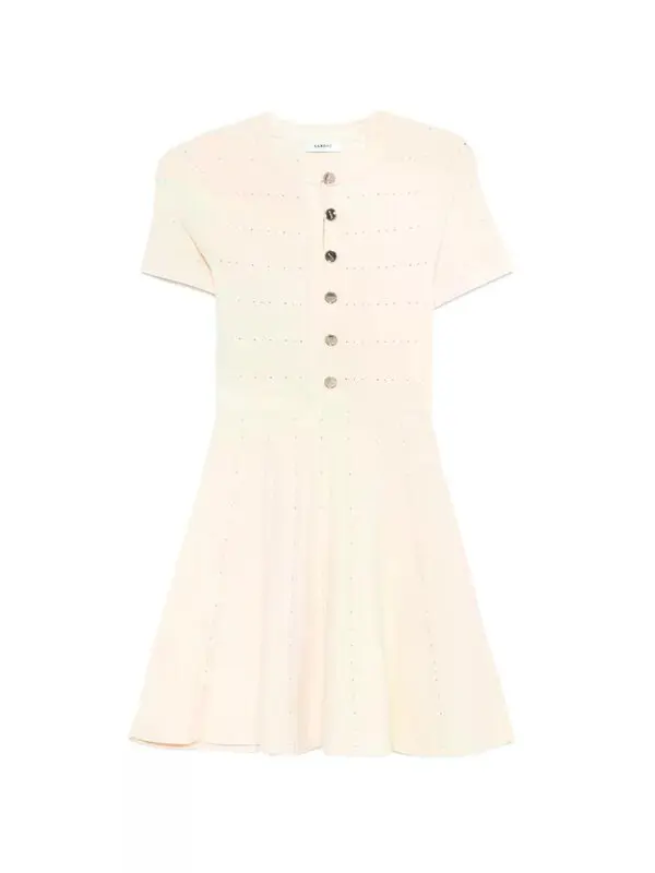 Sandro Button Knit Mini Dress - Neutrals