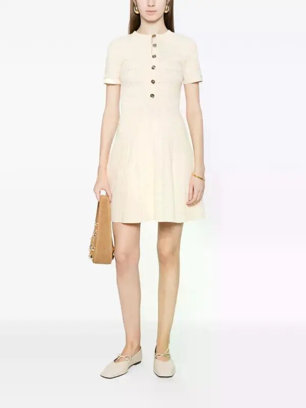 Sandro Button Knit Mini Dress - Neutrals