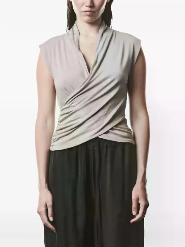 THOM KROM Surplice Sleeveless T-shirt - Neutrals