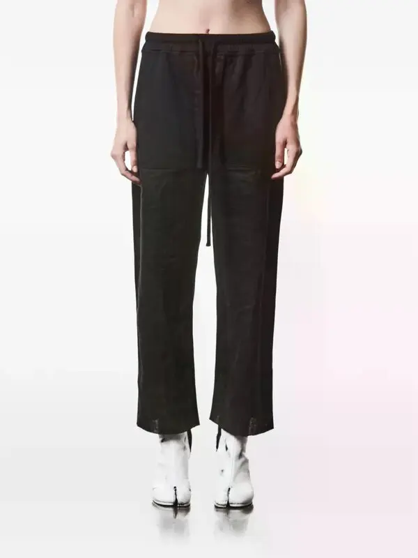 THOM KROM Drawstring Patch Cotton Trousers - Black