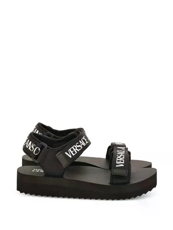 Versace Logo Strap Sandals - Black