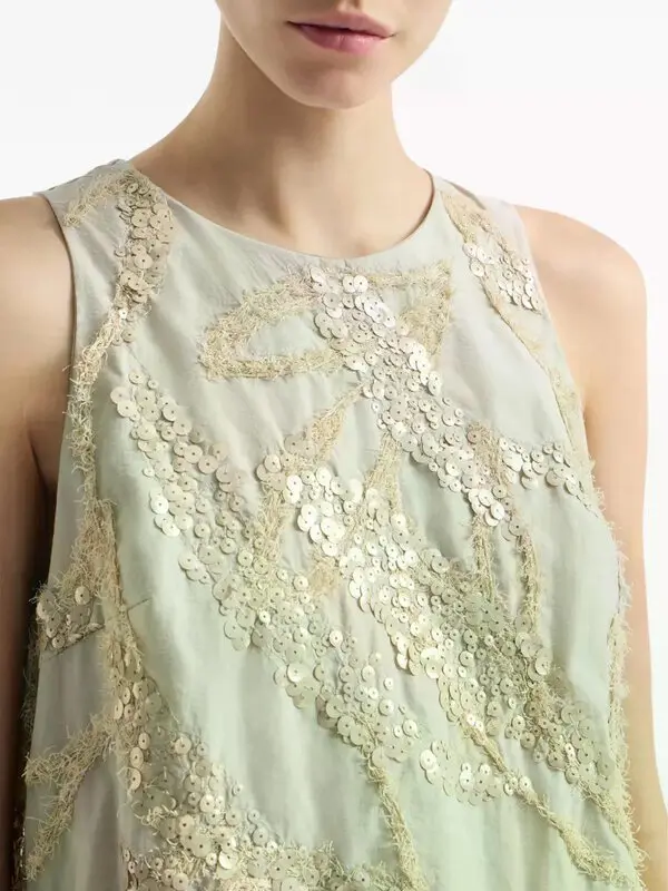 Brunello Cucinelli Techno Cotton Poplin Mini Dress With Dazzling Seabed Embroidery - Neutrals